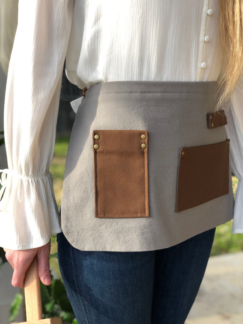 HANDMADE APRON One of A Kind Grey Washed Cotton Canvas and | Etsy