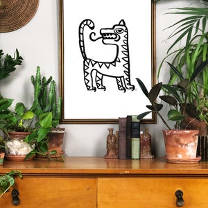 Mayan Tiger Art Print - Hand Painted Minimal Mayan Folk Art Printed on ...