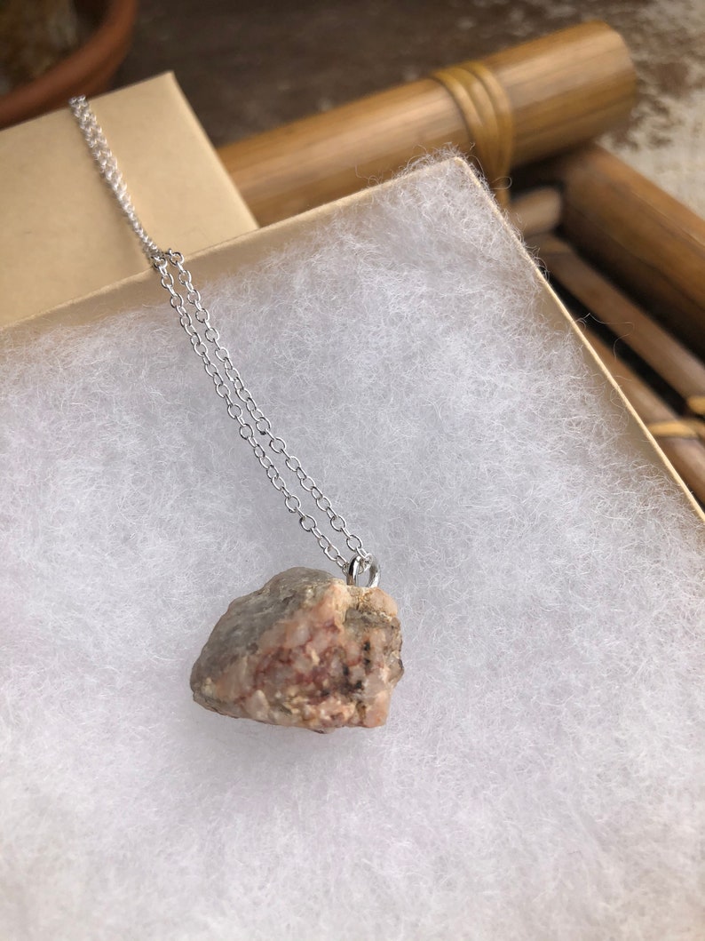 Pink Granite Stone Pendant Necklace - Beautiful Pink Granite and Quartz ...