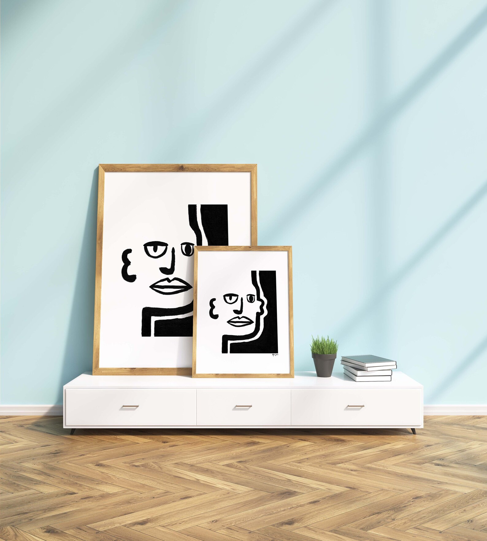 Minimal Abstract Portrait Art Print Hand Painted Minimal | Etsy