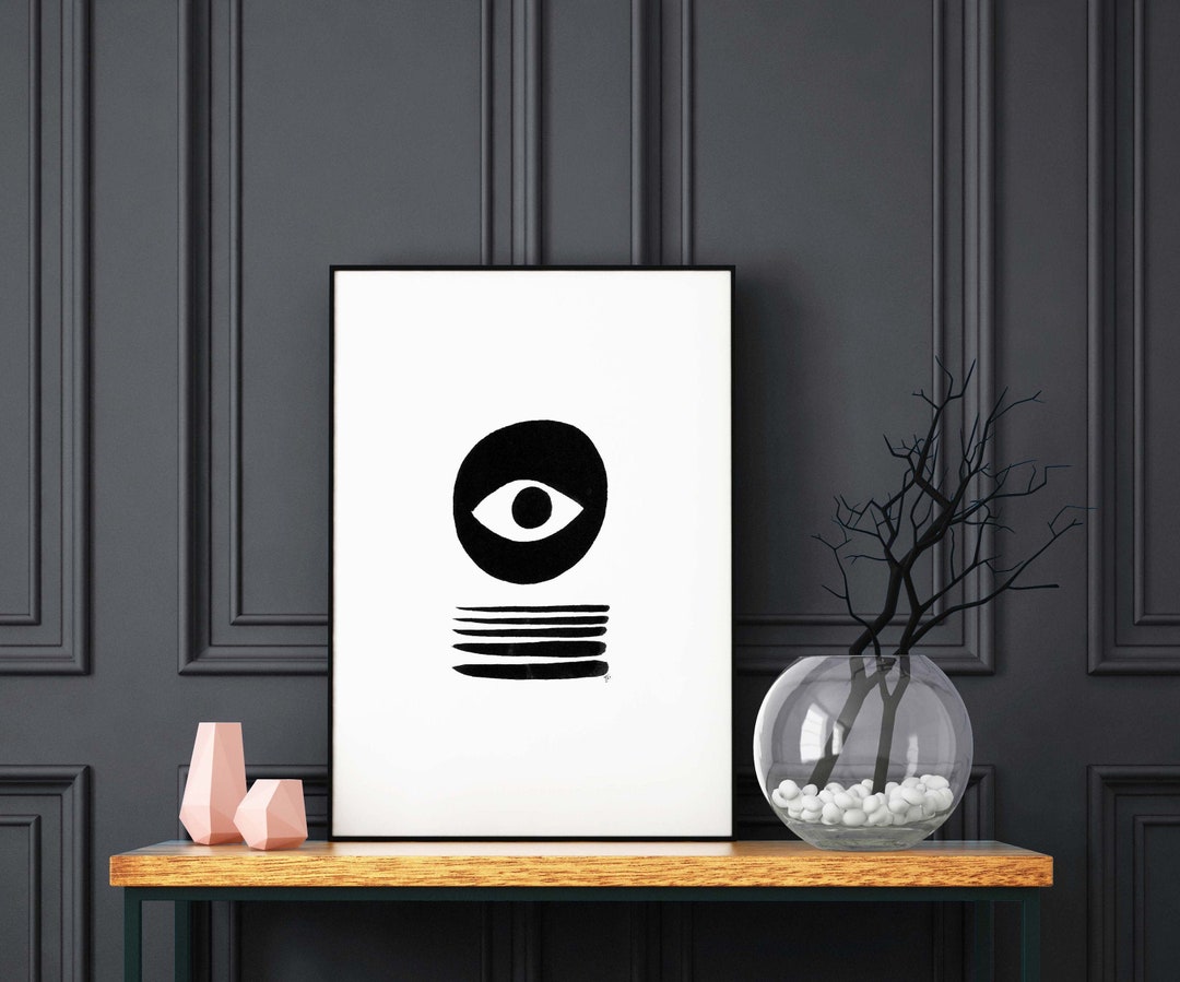 All Seeing Eye Fine Art Print,black + White Hand Painted Eye Printed on ...
