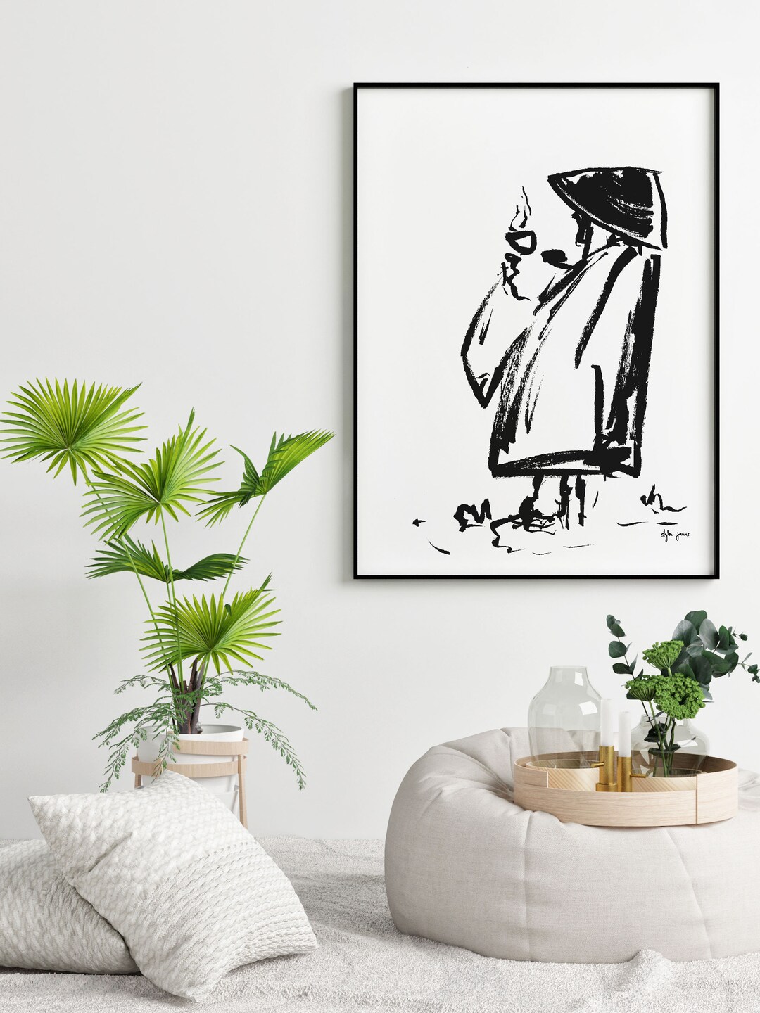 Monk Illustration Art Print - Unique Monk Wall Art - Japanese Monk ...