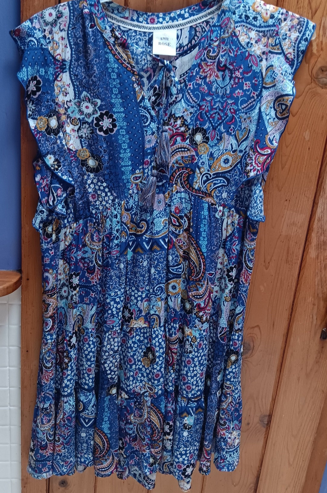 Vintage Knox Rose Boho Party Dress NWOT Rayon Medium Ruffled Ties - Etsy