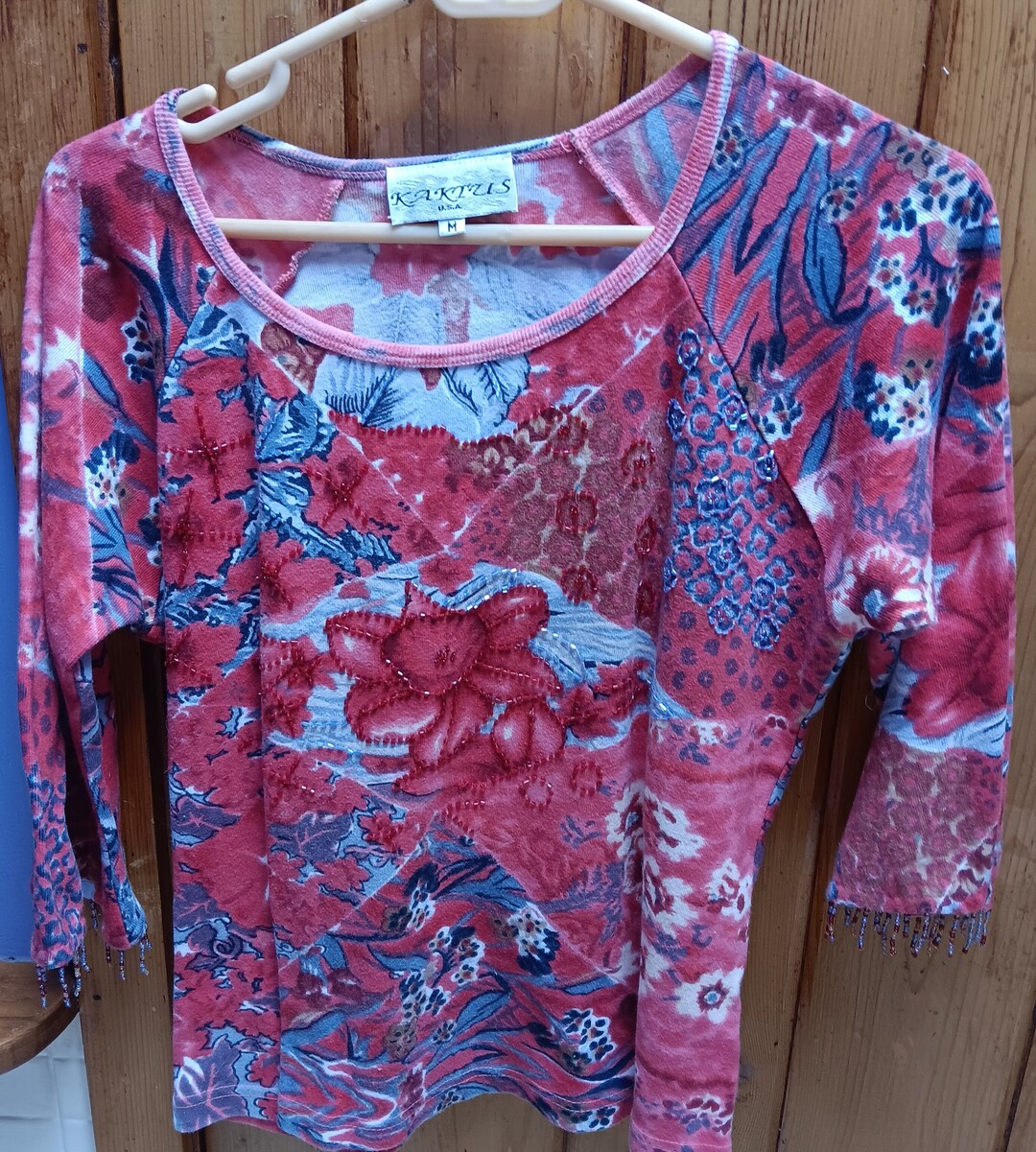 Beaded Fringe Top Kaktus Artwear Medium Wonderful Unique Peachy M - Etsy