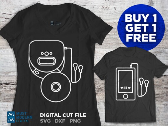 MATCHING Set CD Player Ipod MP3 Player Discman SVG Dxf | Etsy