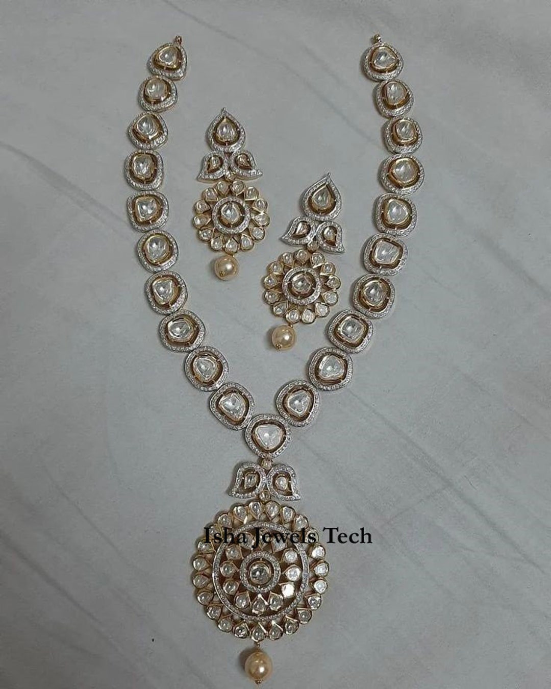 Necklace Natural Rosecut Diamond Uncut Diamond Polki 925 Sterling ...