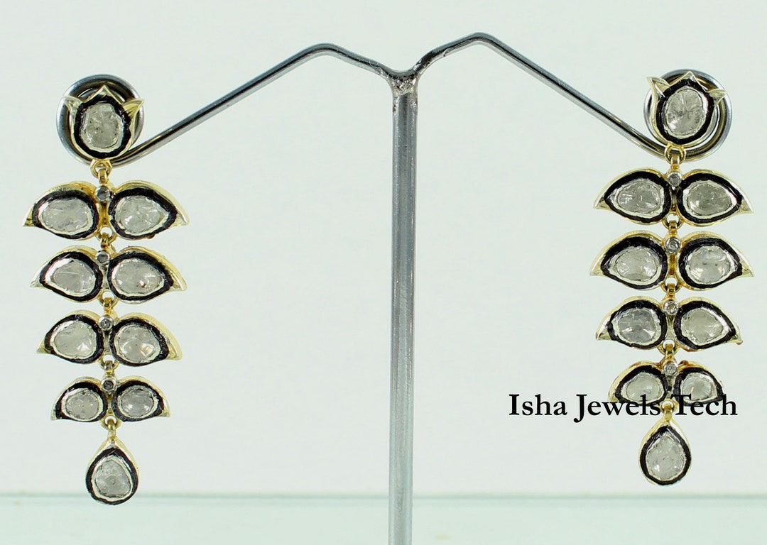 Natural Uncut Diamond Polki Gold 925 Sterling Silver Victorian - Etsy