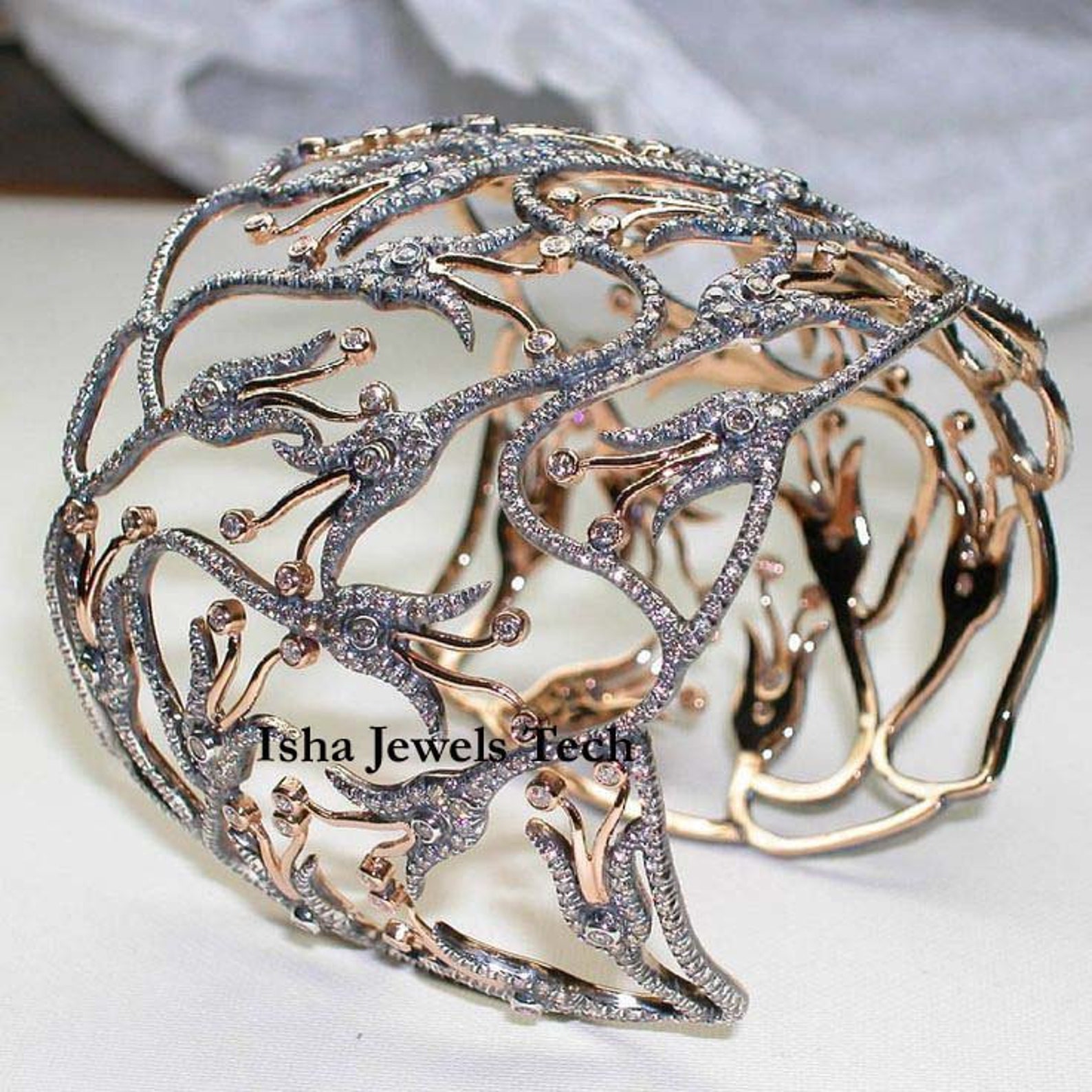 Bangle Natural Rose Cut Diamond Pave Diamond 925 Sterling - Etsy