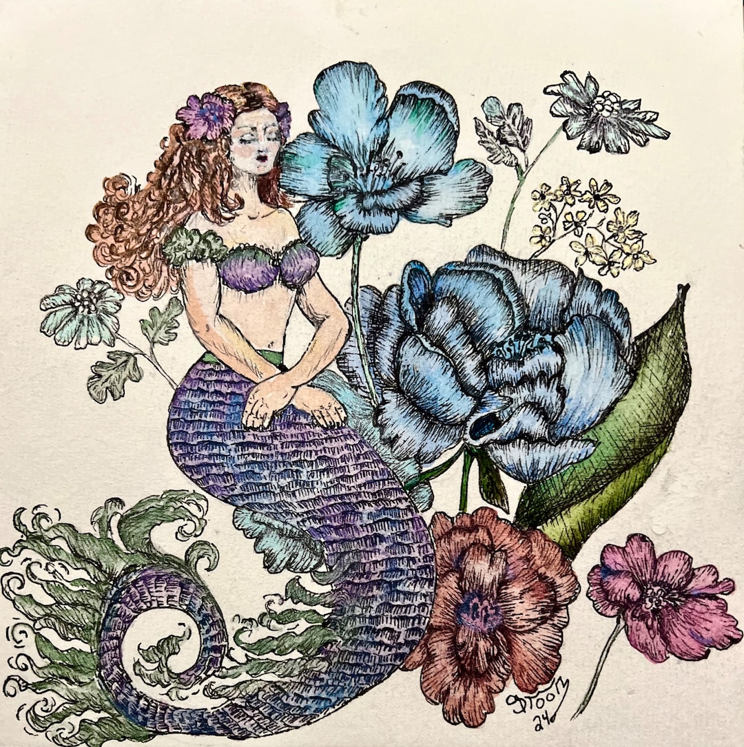 Original Mermaid Illustration Vintage Style - Etsy