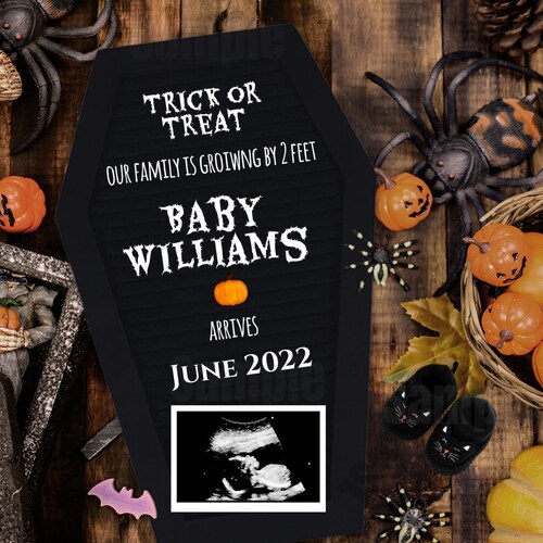Editable Halloween Pregnancy Announcement Halloween Baby - Etsy