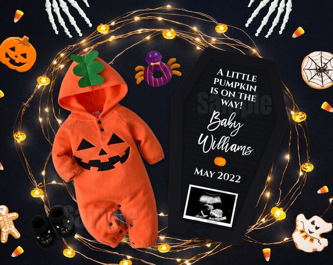 Editable Halloween Pregnancy Announcement Baby Birth - Etsy