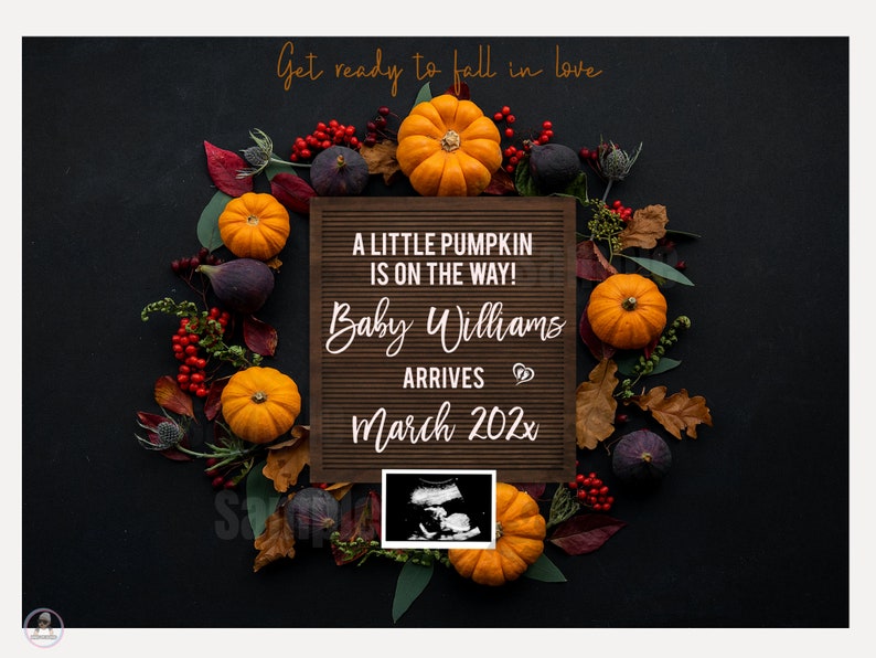Editable, Fall Pregnancy Announcement, Digital, October, Autumn ...