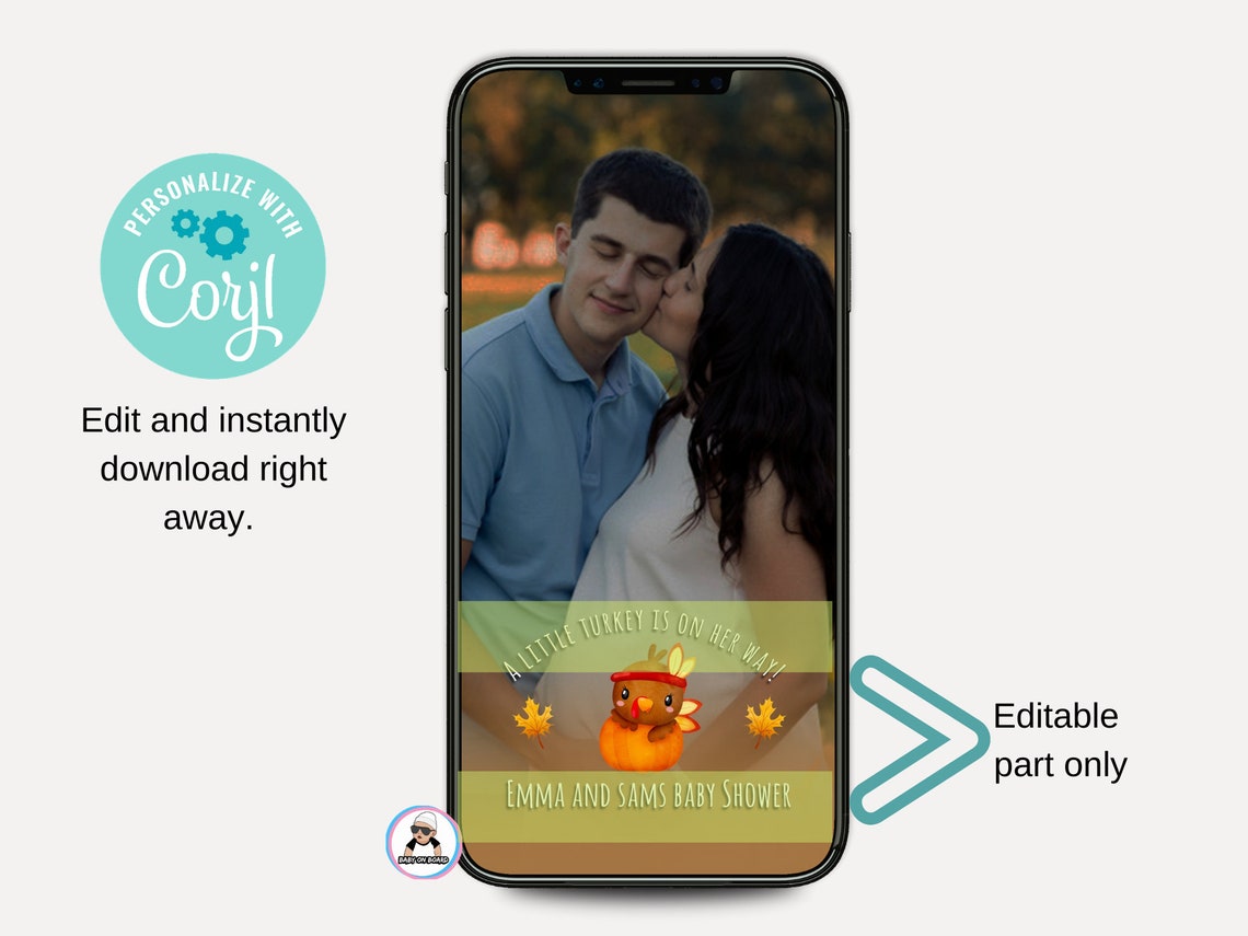 Editable Thanksgiving Baby Shower Snapchat Filter Girl A | Etsy