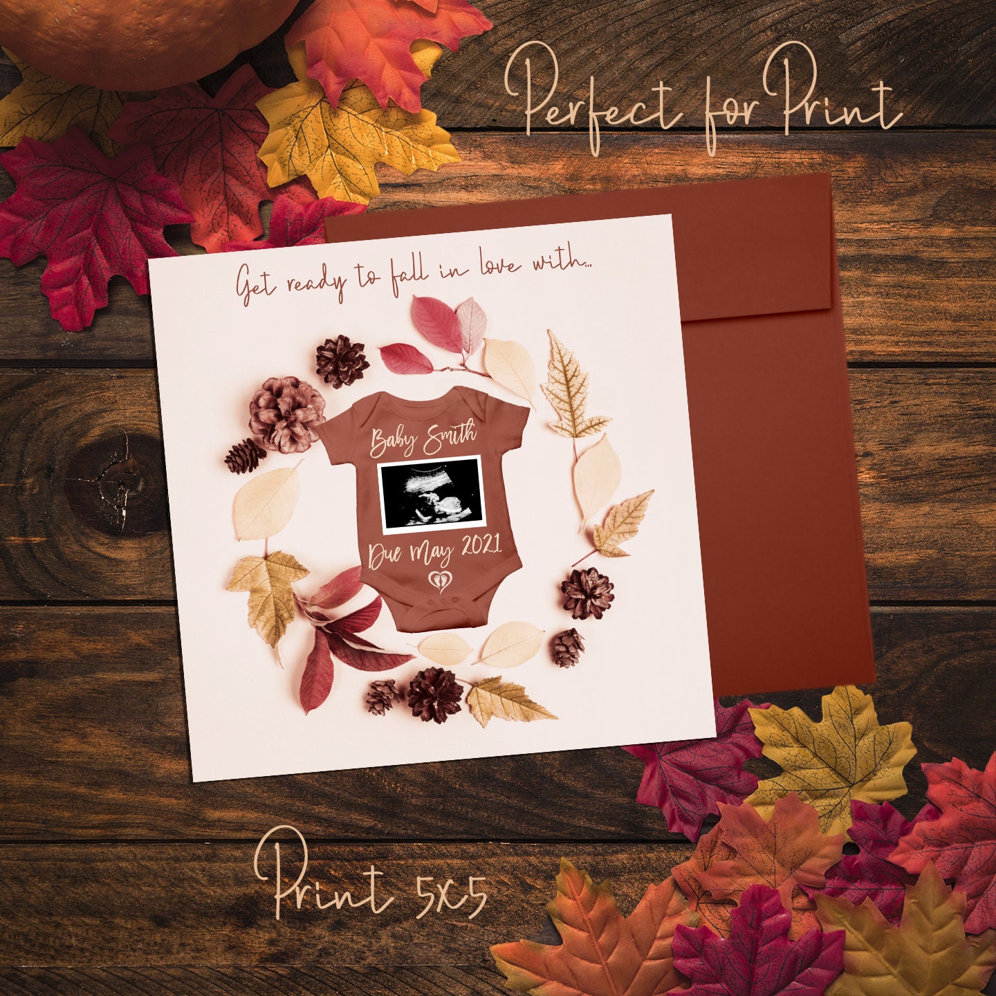 Editable, November Pregnancy Announcement, Girl, Card, Sign, Fall ...