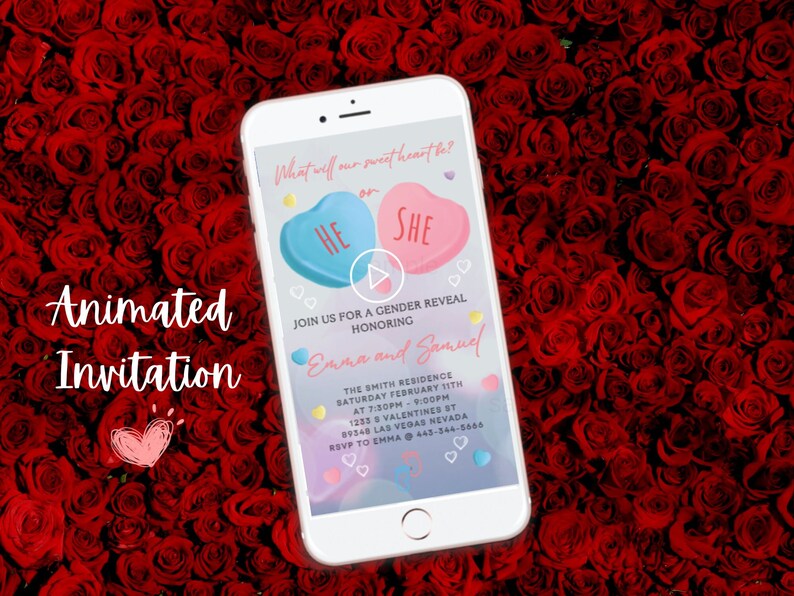 Conversation Hearts Gender Reveal, Invitation, Valentines Day Gender ...