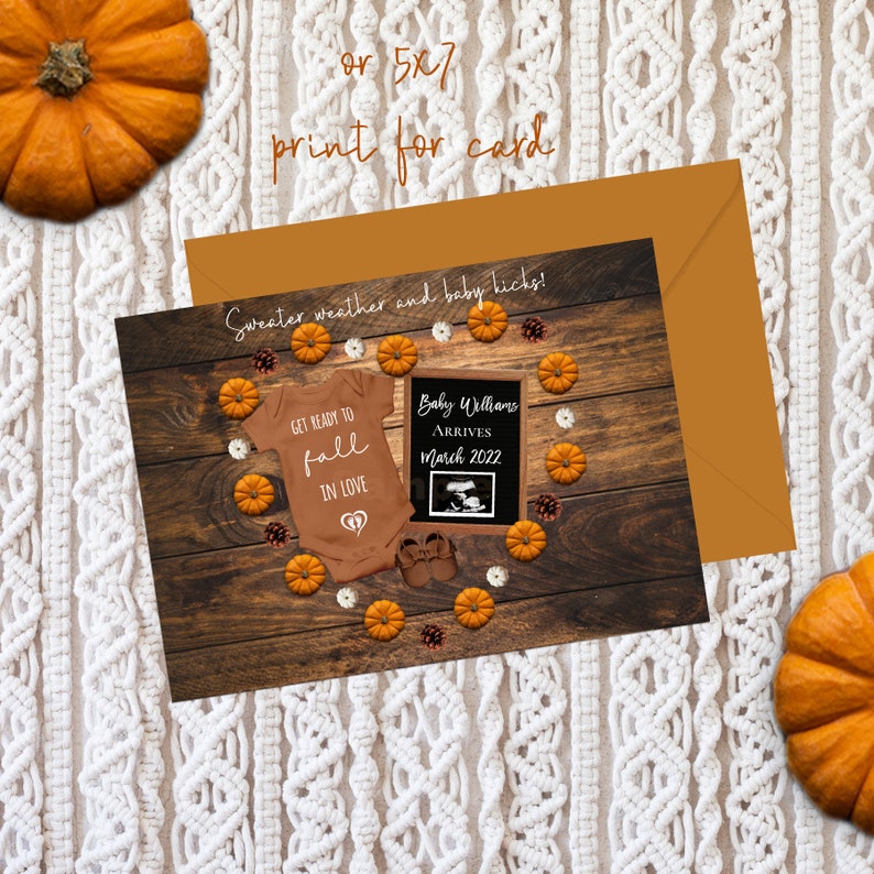Editable, Fall Pregnancy Announcement, Digital, October, Autumn ...