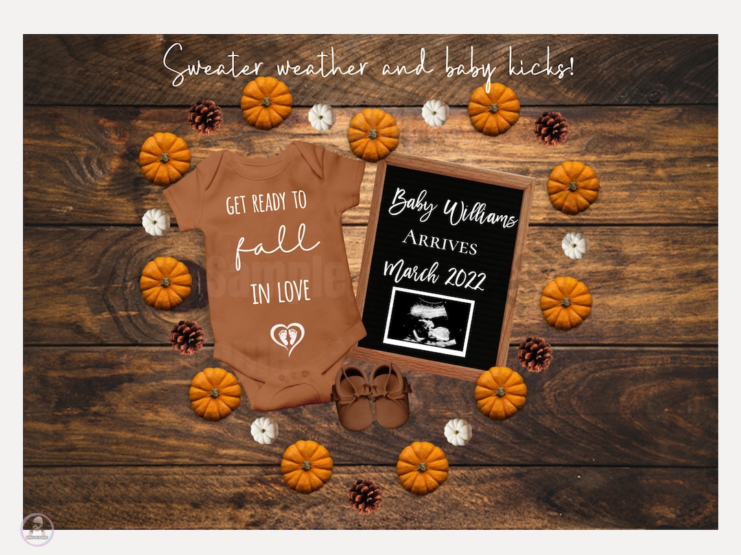 Editable, Fall Pregnancy Announcement, Digital, October, Autumn ...