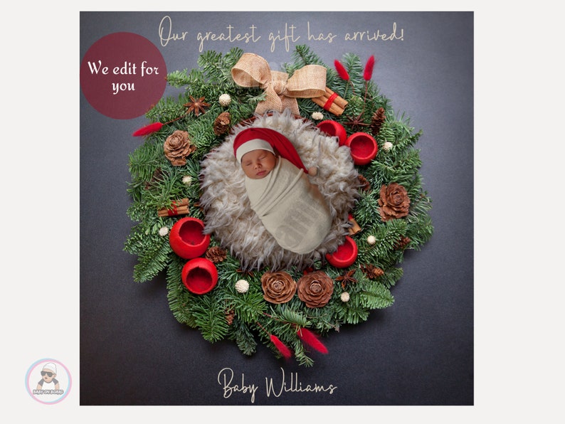 Christmas Birth Announcement Baby Birth Reveal Card | Etsy