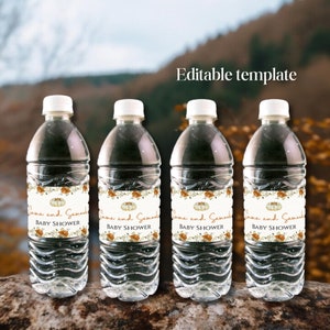 Editable, Fall Baby Shower Water Bottle Labels, Printable Label, Autumn ...