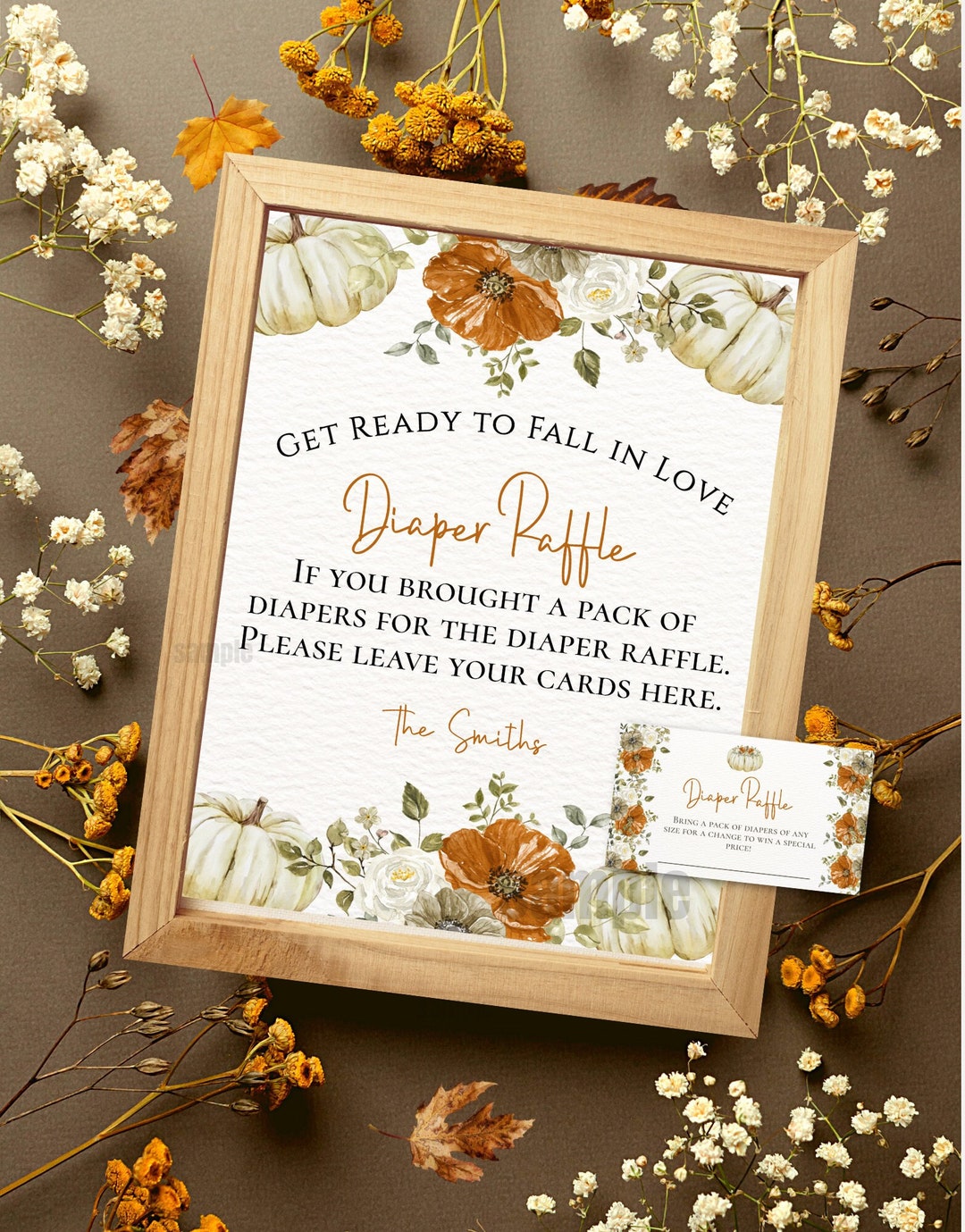 Get Ready to Fall in Love Baby Shower Diaper Card, Printable Sign ...
