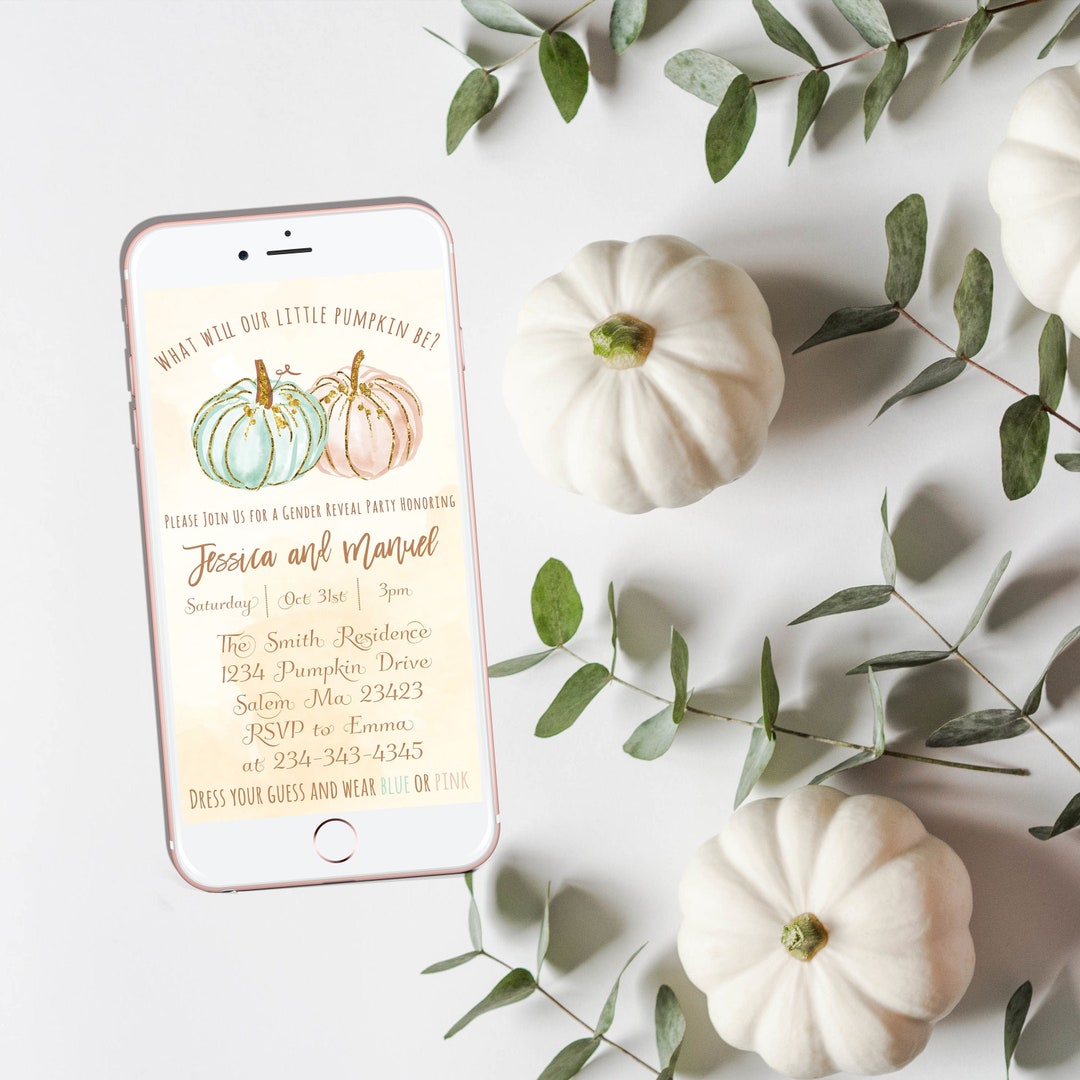 Thanksgiving Gender Reveal Invitations, Pumpkin Gender Reveal, What ...