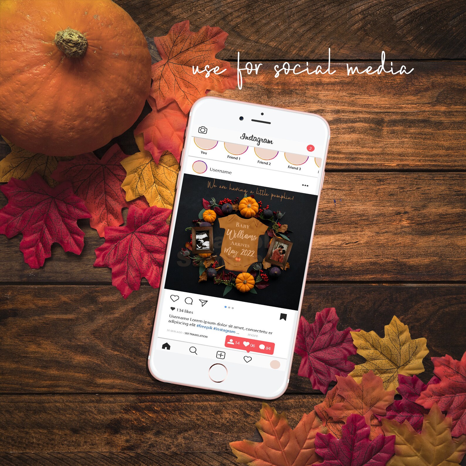 Personalized, Fall Pregnancy Announcement, Digital, Baby Reveal, Autumn ...