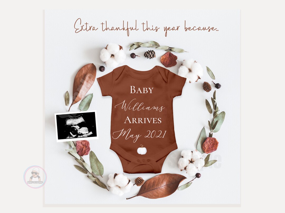 Editable, November Pregnancy Announcement, Thanksgiving, Fall, Digital ...