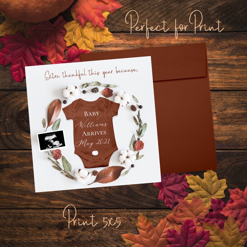 Editable, November Pregnancy Announcement, Thanksgiving, Fall, Digital ...