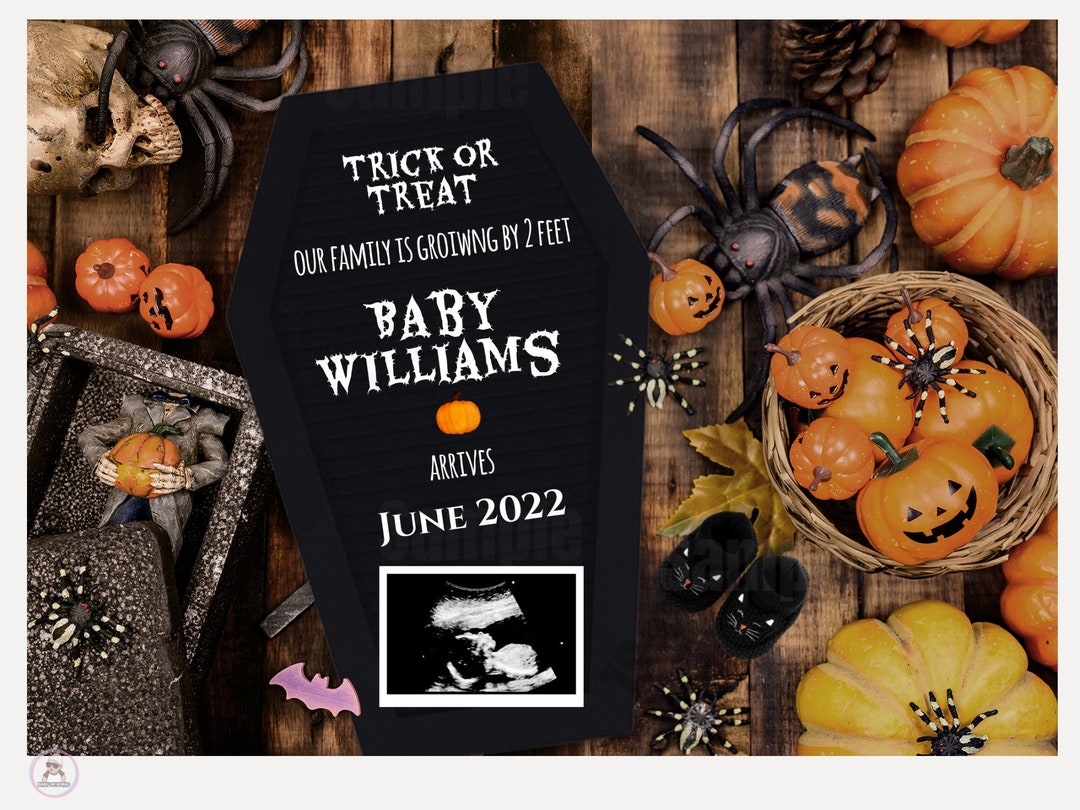 Editable, Halloween Pregnancy Announcement, Halloween Baby Announcement ...