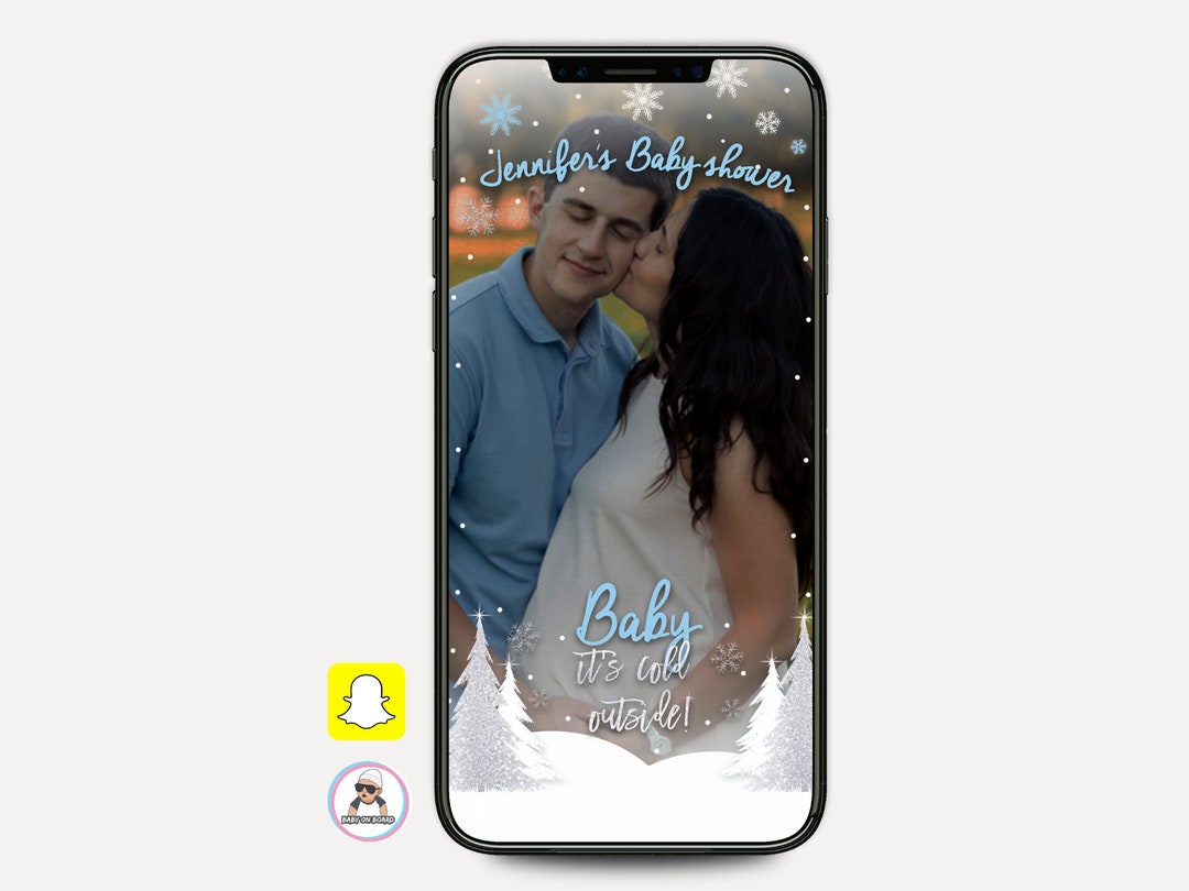 Christmas Baby Shower Snapchat Filter, for Boy, Winter, Snowflakes ...