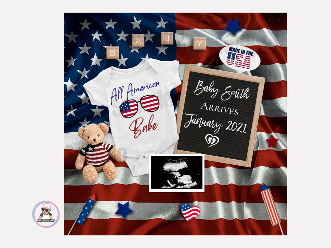 Editable 4th of July, Pregnancy Announcement, Digital, Birth ...