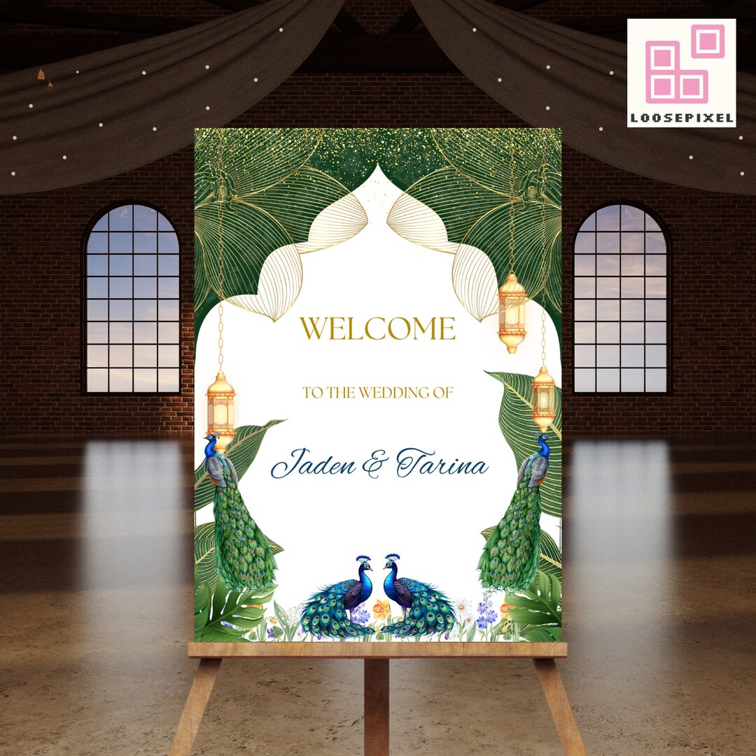 Indian Welcome Sign | Digital File | Customise | Wedding Bride Groom ...