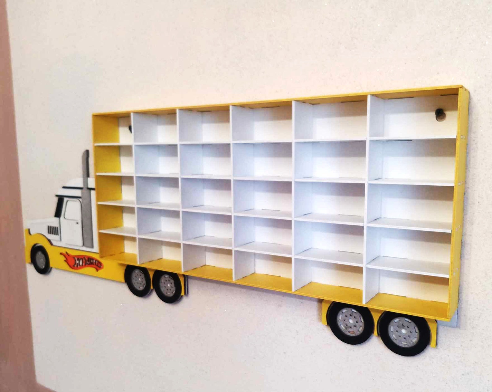 Toy Car Storage Shelf for Hot Wheels Car 30 Section TRAILER Monster ...