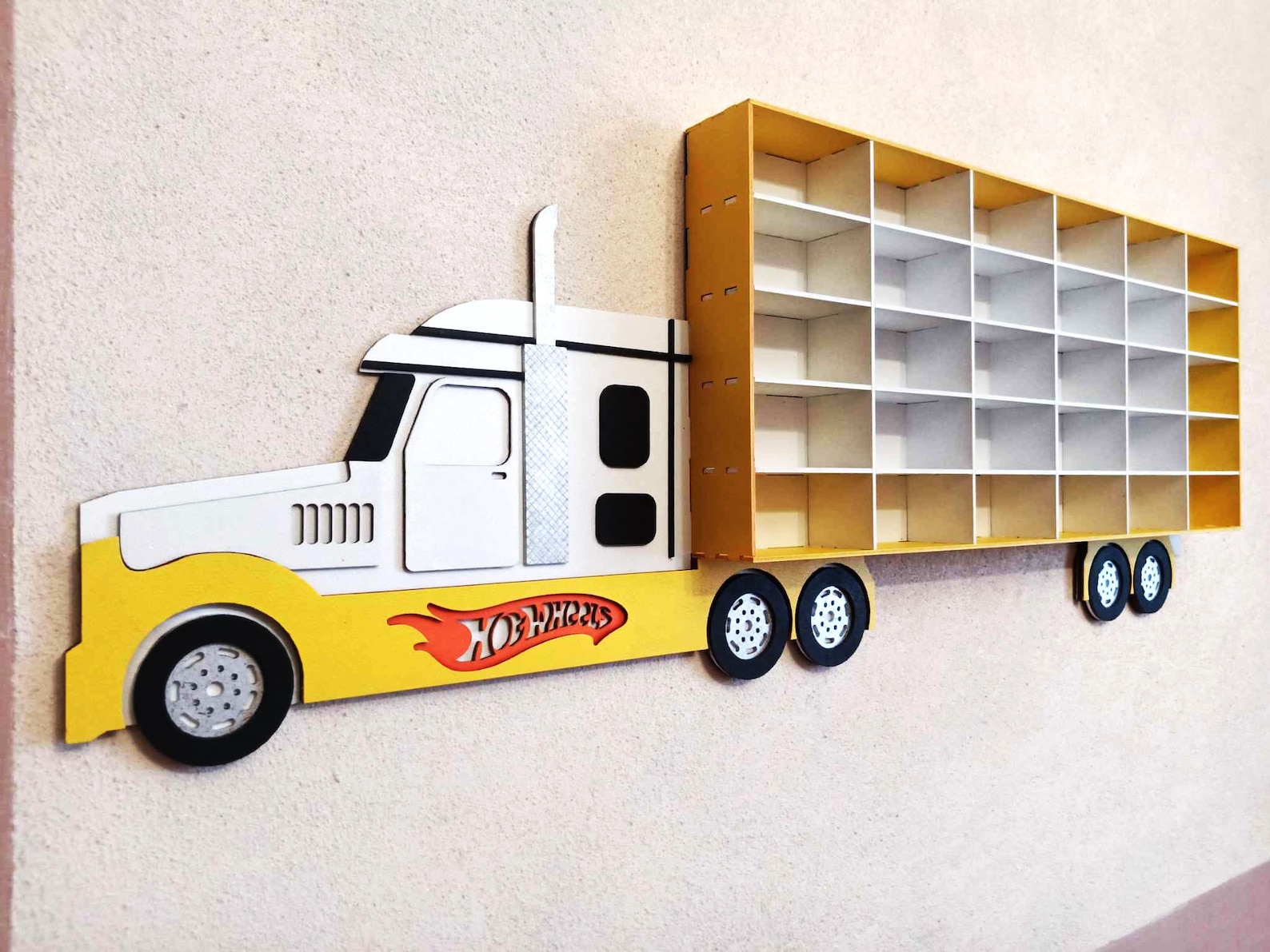 Toy Car Storage Shelf for Hot Wheels Car 30 Section TRAILER Monster ...