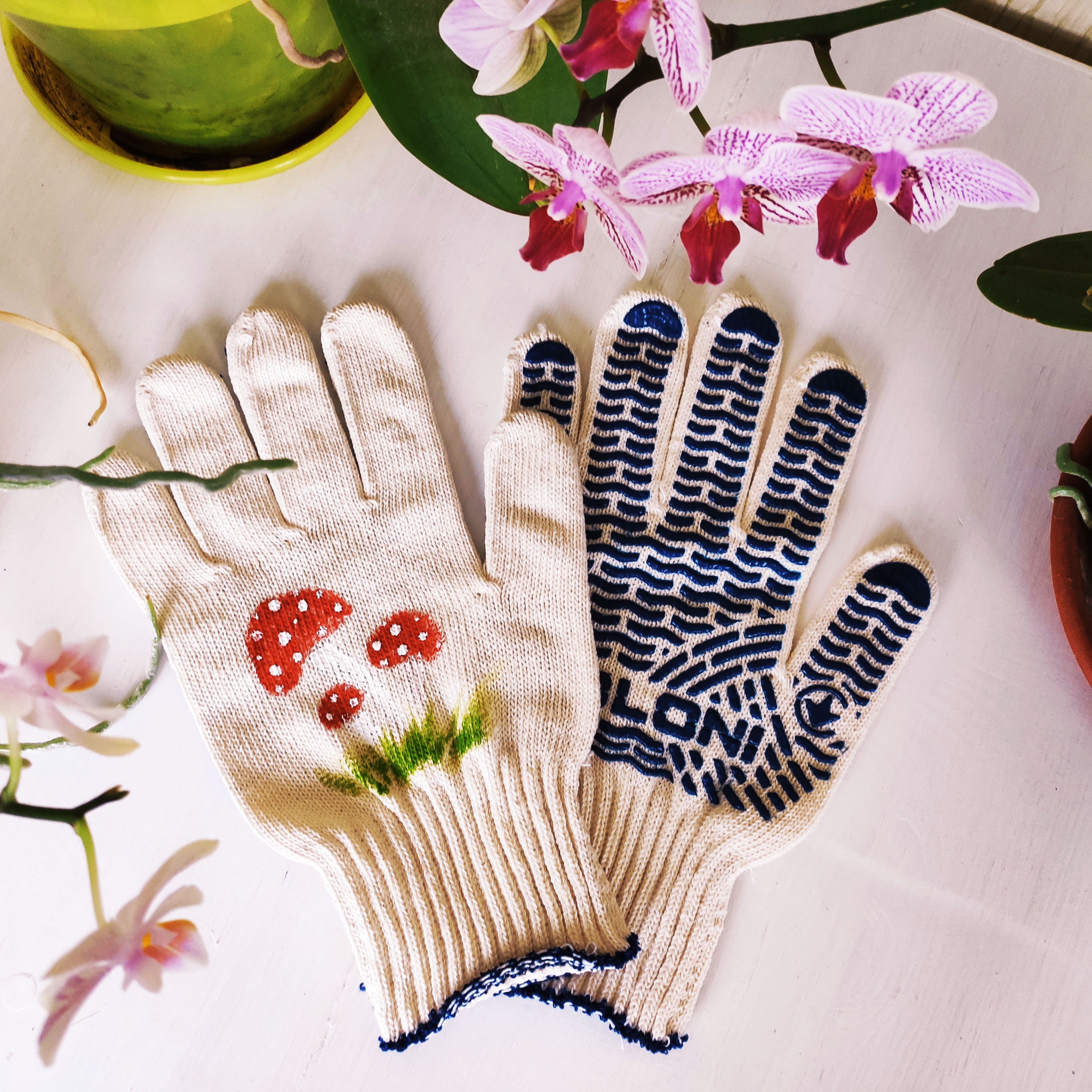 Gardening Gloves Gardening Gifts for Women Handpainted Garden Cotton ...