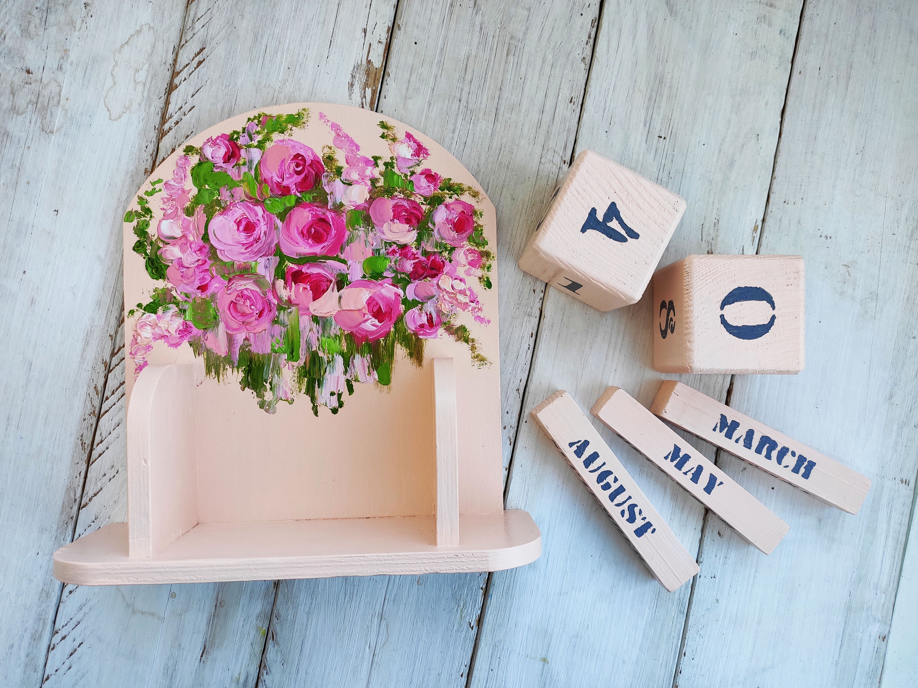 Wooden Perpetual Calendar House Warming Gift Handpainted Desktop ...