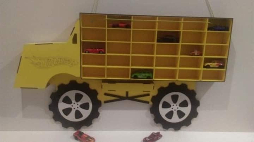 Toy Car Storage Shelf for Hot Wheels Car 30 Section TRAILER Monster ...