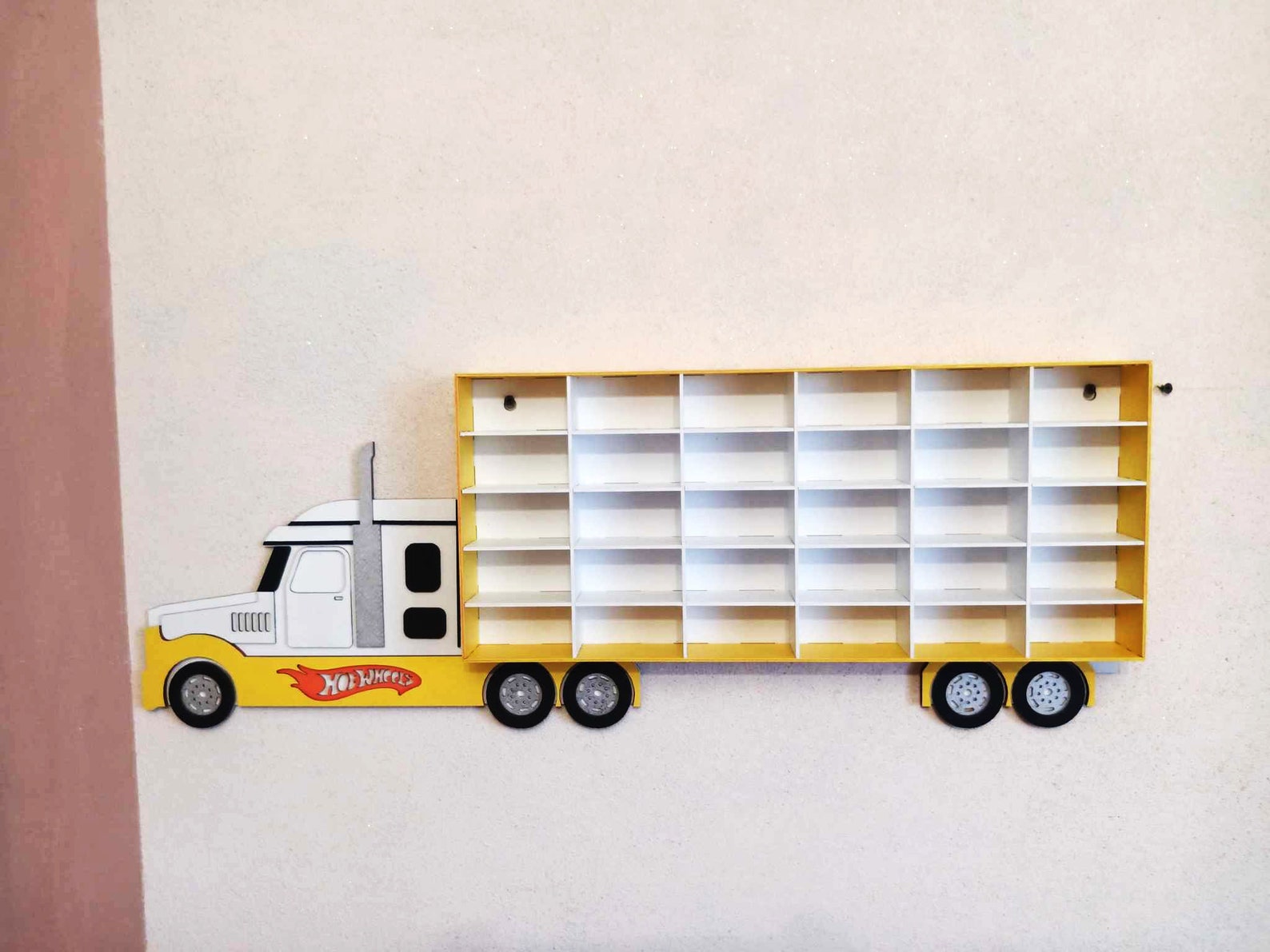 Toy Car Storage Shelf for Hot Wheels Car 30 Section TRAILER Monster ...