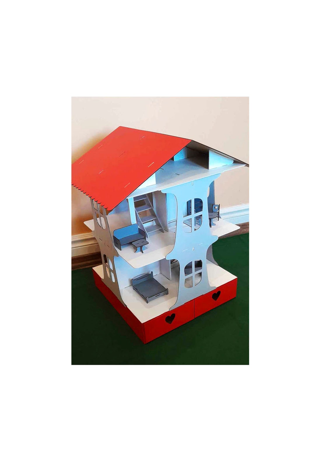 Large Wooden Dollhouse With Furniture Set Birthday Presents Gifts for ...