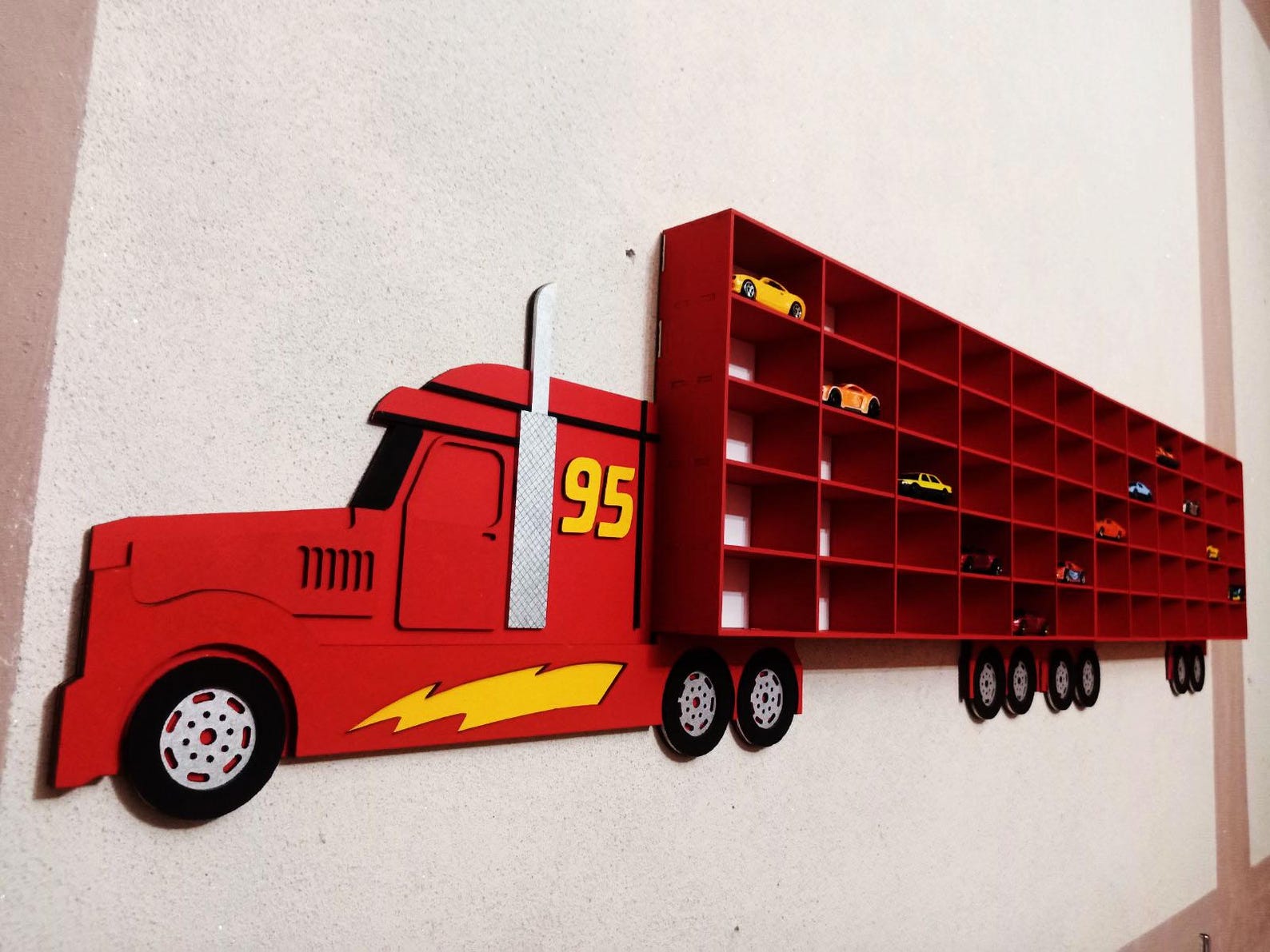 Mack Truck Cars Toy Shelf Storage for Cars Toddler Boy Gift Display ...