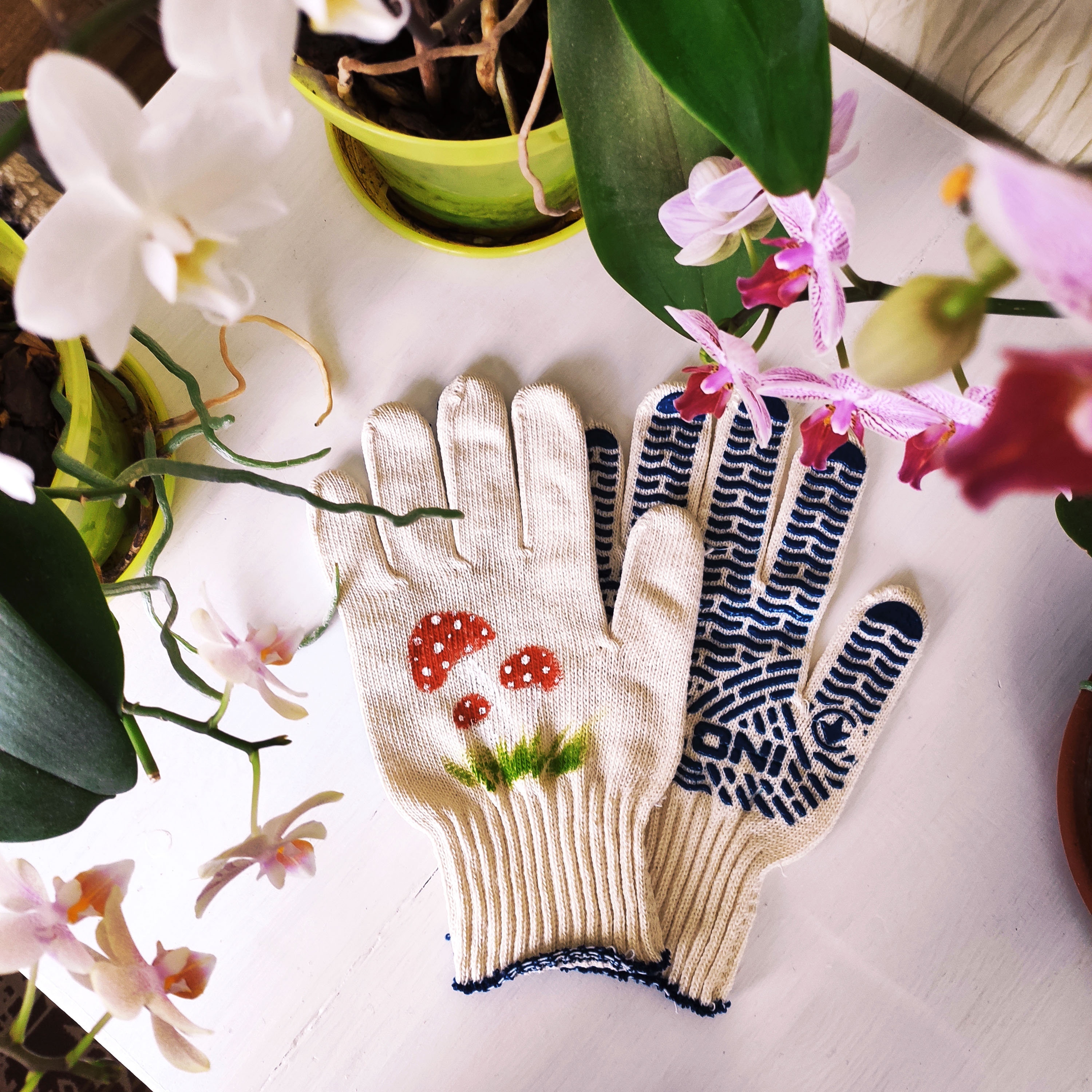 Gardening Gloves Gardening Gifts for Women Handpainted Garden Cotton ...