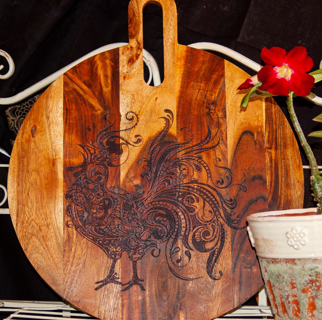 Rooster Zentangle Engraved Charcuterie Board - Etsy