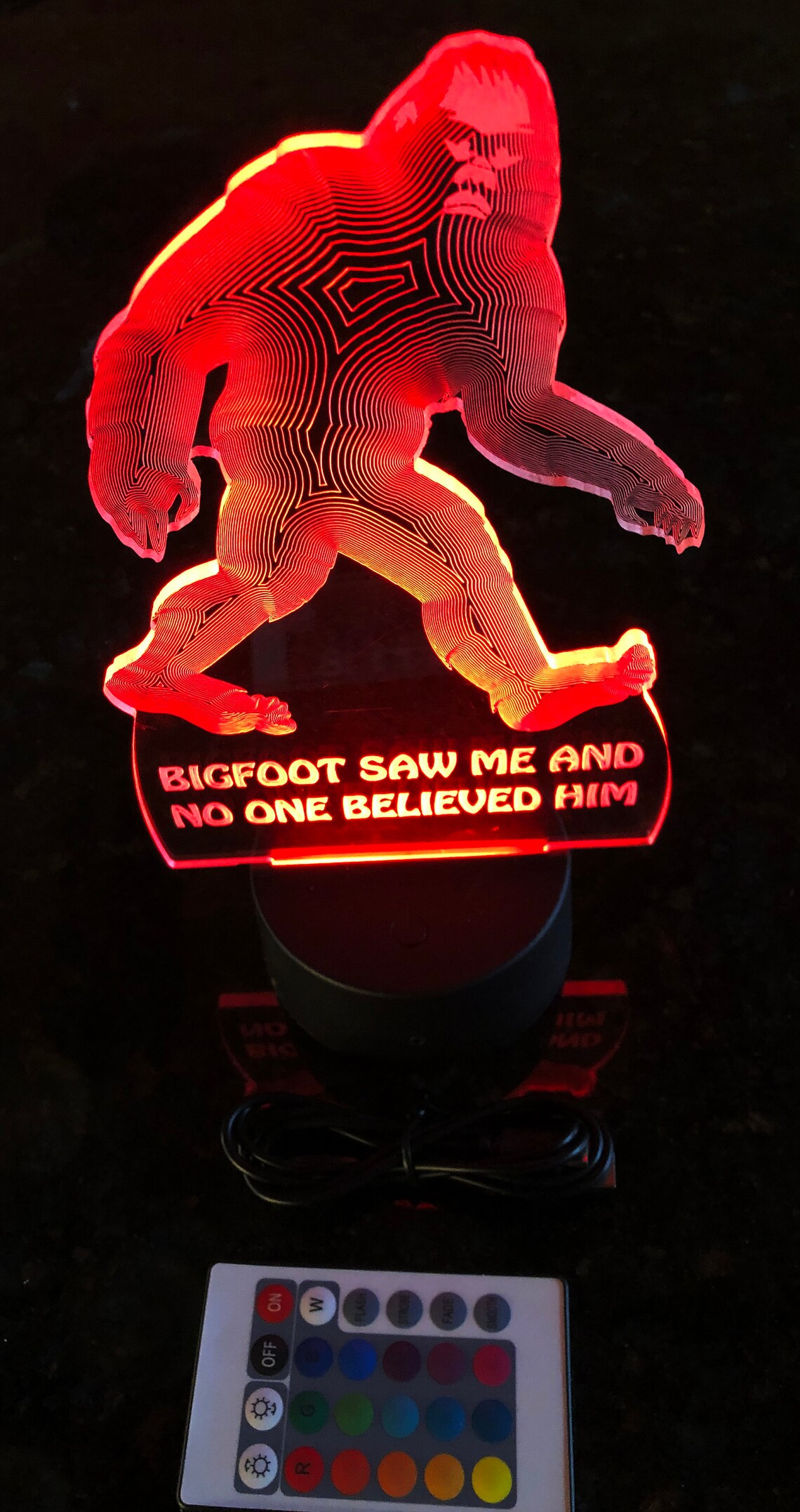Big Foot Sasquatch 3D LED Light With Remote Control - Etsy Norway