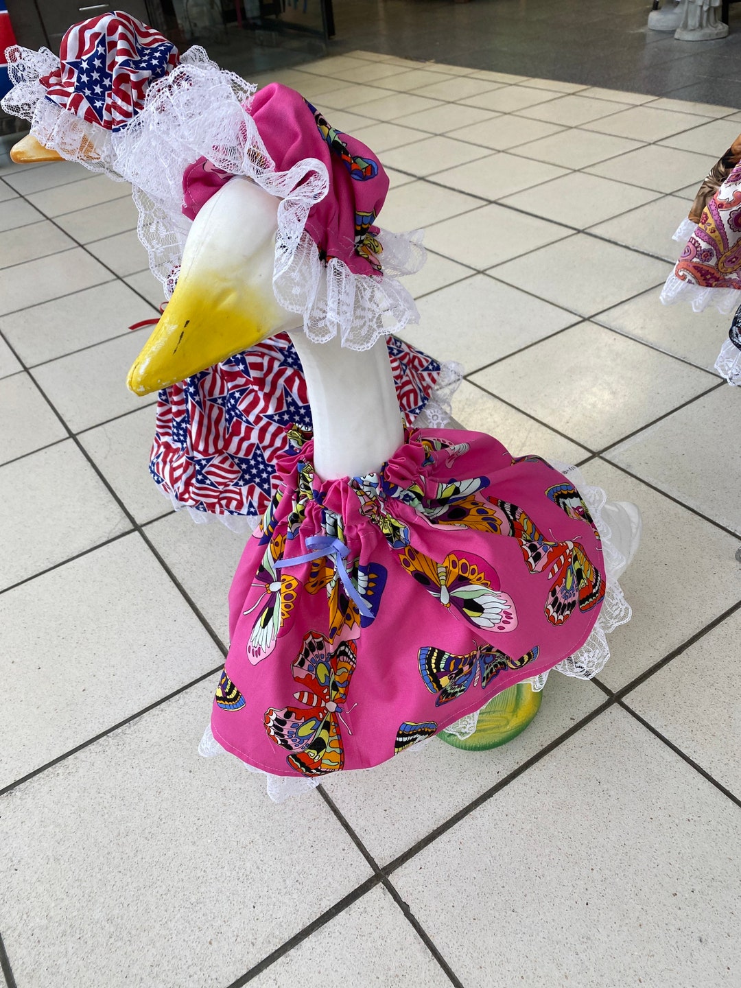 Pink Butterfly Large Goose Dresses for Large Goose Cement or Plastic ...