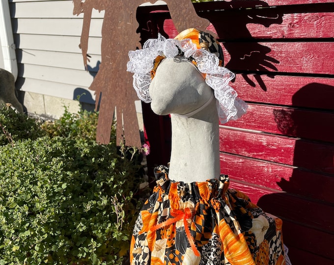 Goose Clothes Fall Scarecrows and Pumpkin Print With Cream Lace Trim ...