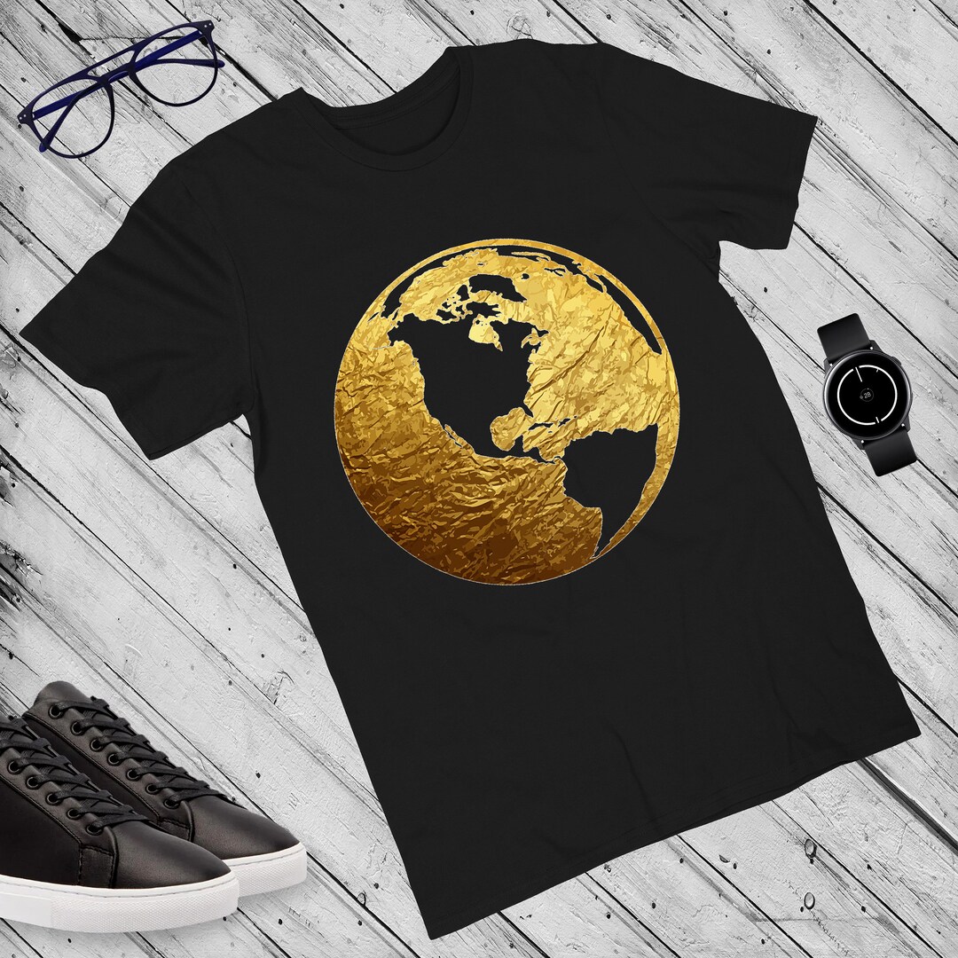 Worlds Map, Globe Sign, Golden Globe Map Logo Men's Slim Fitted Stretch ...