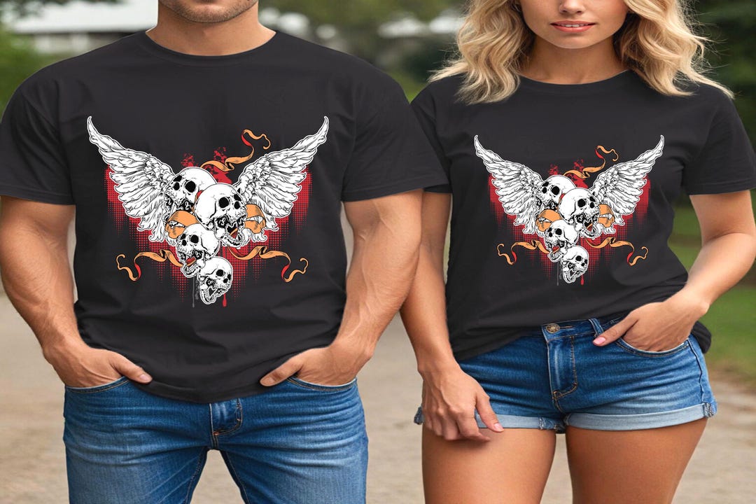 Winged Skull T-shirt | Gothic Tattoo Skull Design Tee | Punk Rock ...
