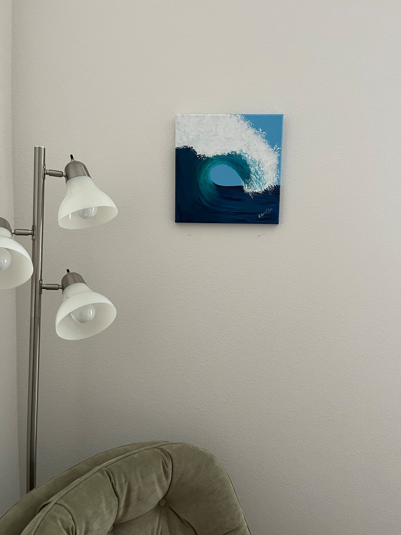 Blue Ocean Wave Original Acrylic Painting, Beach House Wall Decor ...