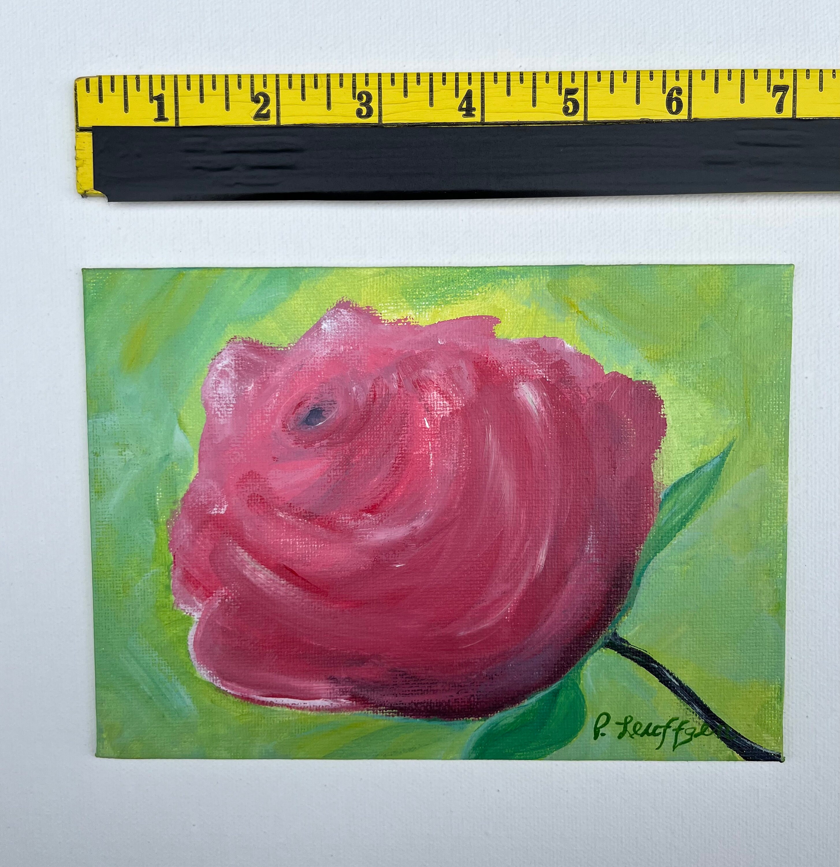 Single Red Rose Flower, Small Original Acrylic Painting, 5x7 Inches ...
