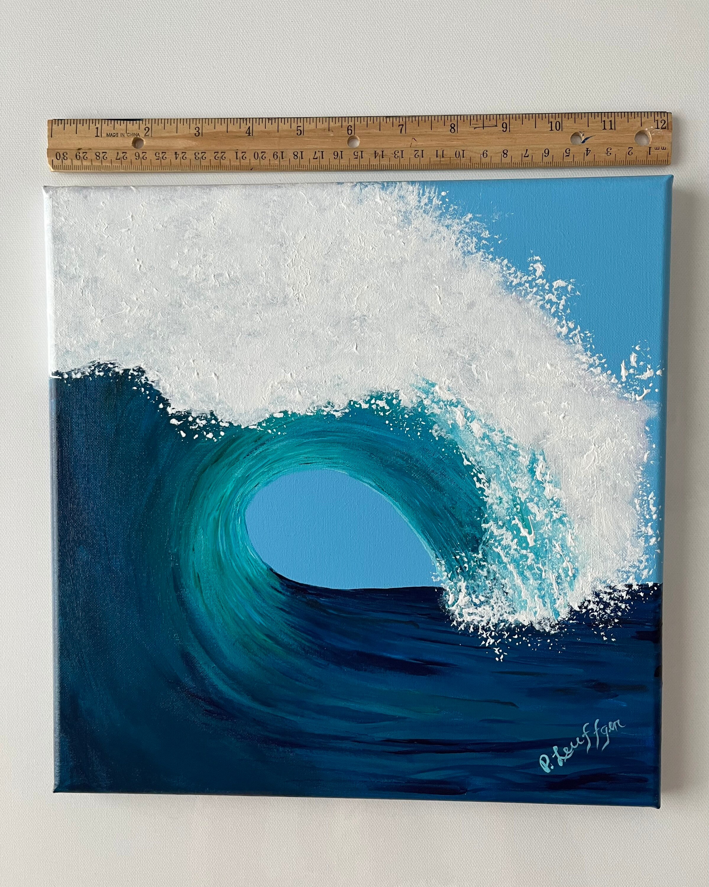 Blue Ocean Wave Original Acrylic Painting, Beach House Wall Decor ...